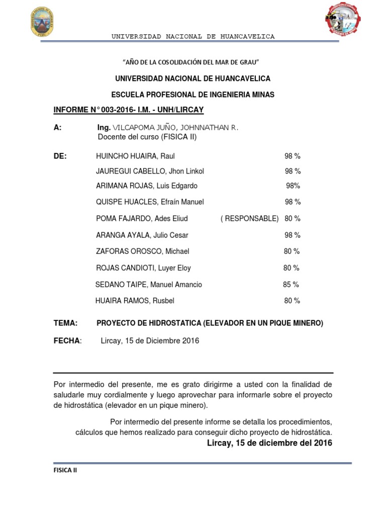Proyecto de elevador hidráulico para un pique minero | PDF | Ingeniero ...
