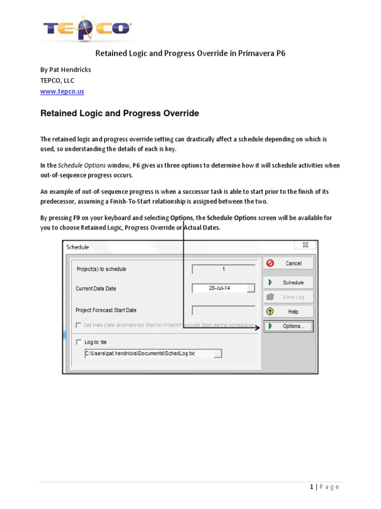 Retained Logic and Progress Override in Primavera P6 PDF | PDF | Computing | Computing And ...