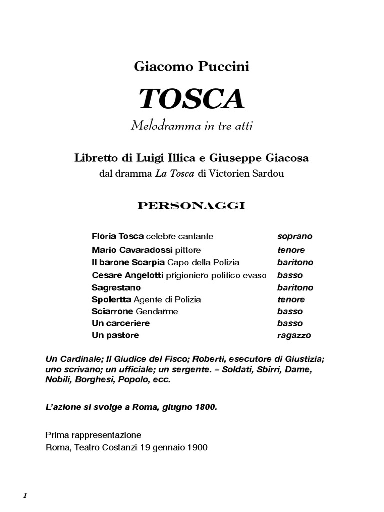 Tosca - Libretto | PDF