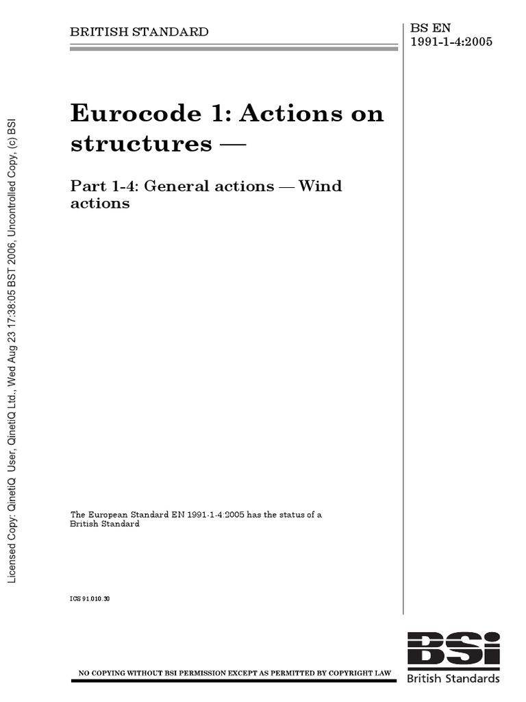 Action Wind Eurocode 1991 1 4 | PDF | Copyright | Business