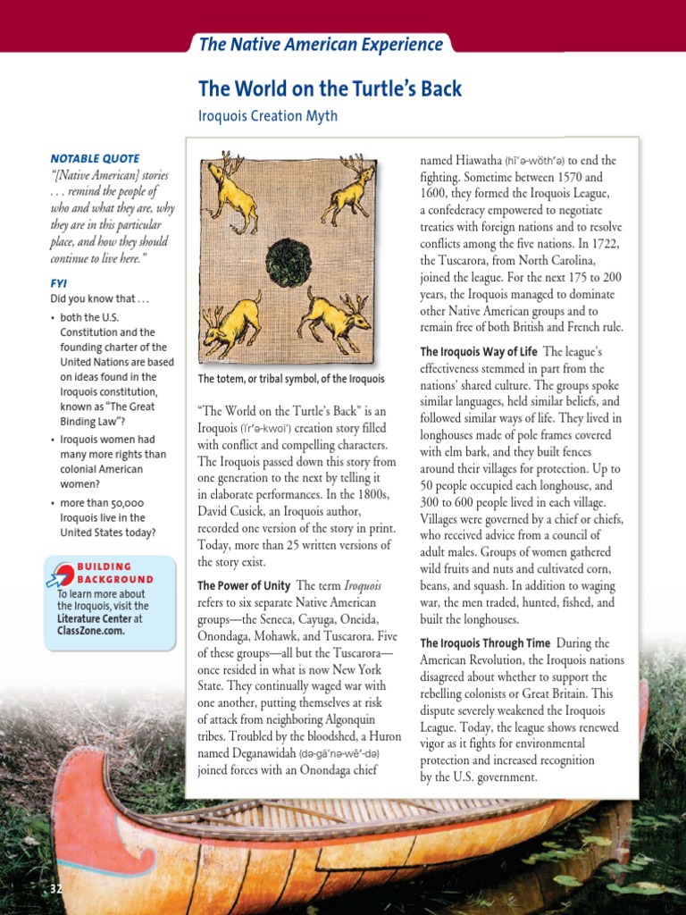 The World On The Turtles Back | PDF | Iroquois | Mythology