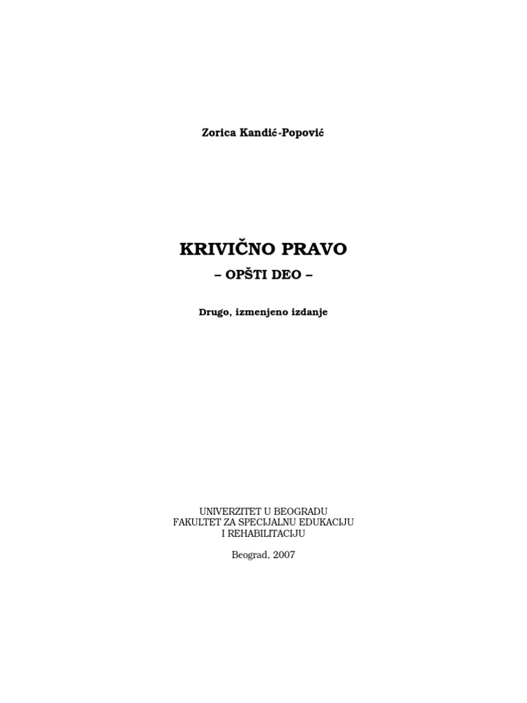 Krivicno Pravo | PDF