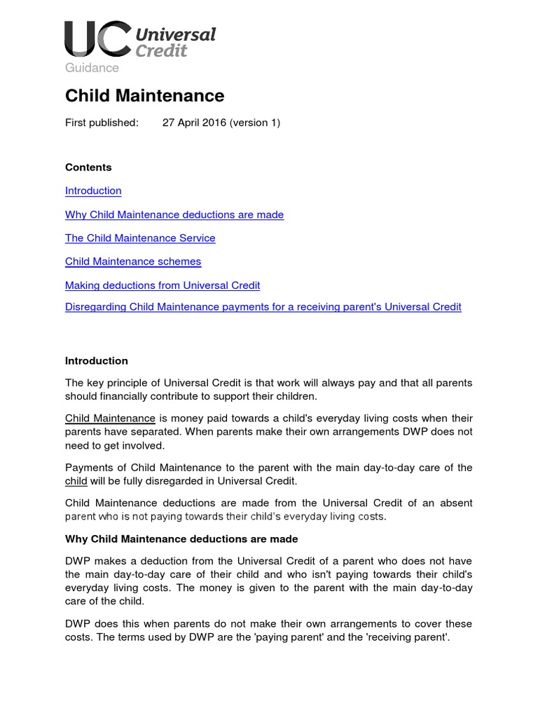 Child Maintenance V1.0 | PDF | Child Support | Payments