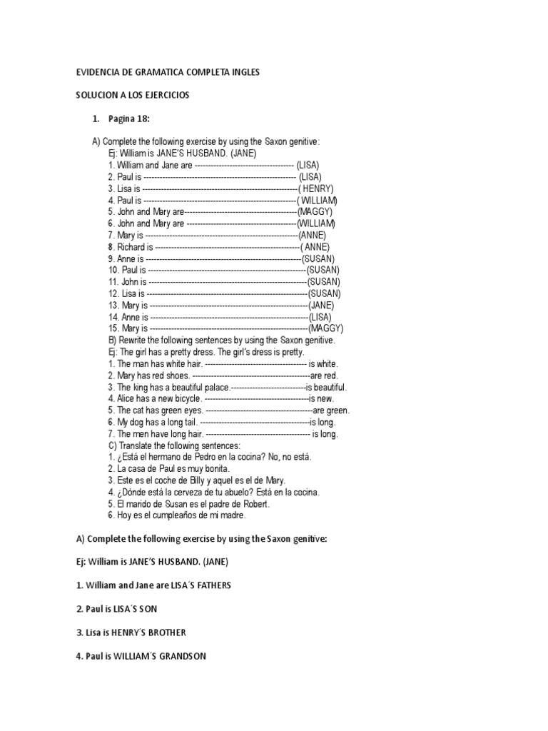 Evidencia de Gramatica Completa Ingles 2 Fase Pag 18-30 | PDF | Onomastics | Grammar