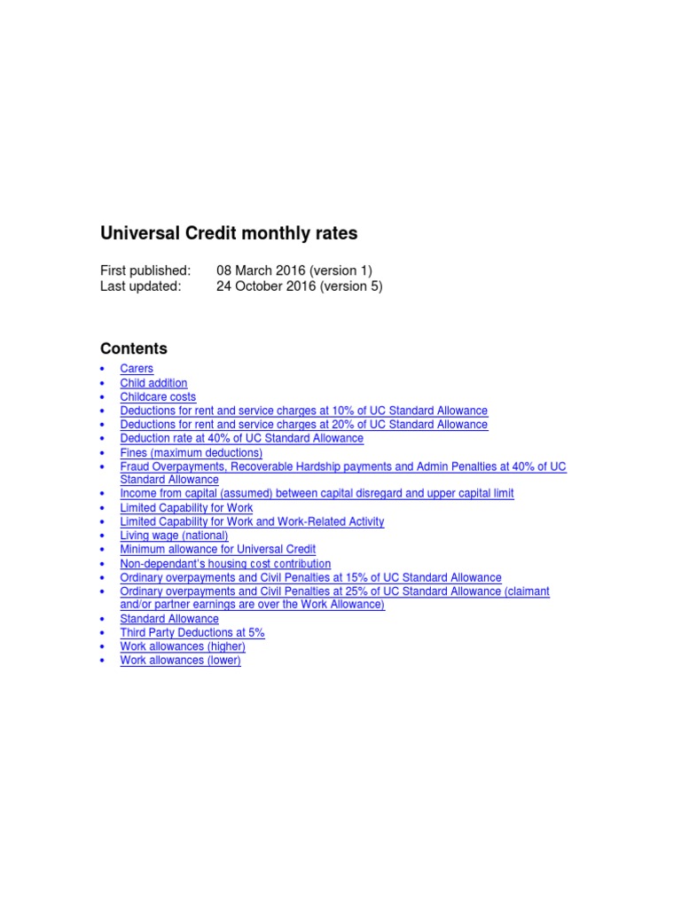UC Monthly Rates v5.0 | PDF | Tax Deduction | Taxation