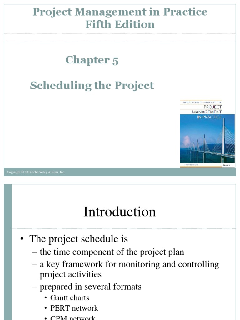 Project Management in Practice Fifth Edition Scheduling The Project ...