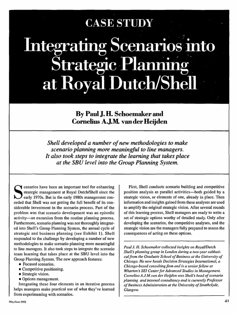 Integrating Scenario Planning - Royal Dutch Shell | Scenario Planning ...