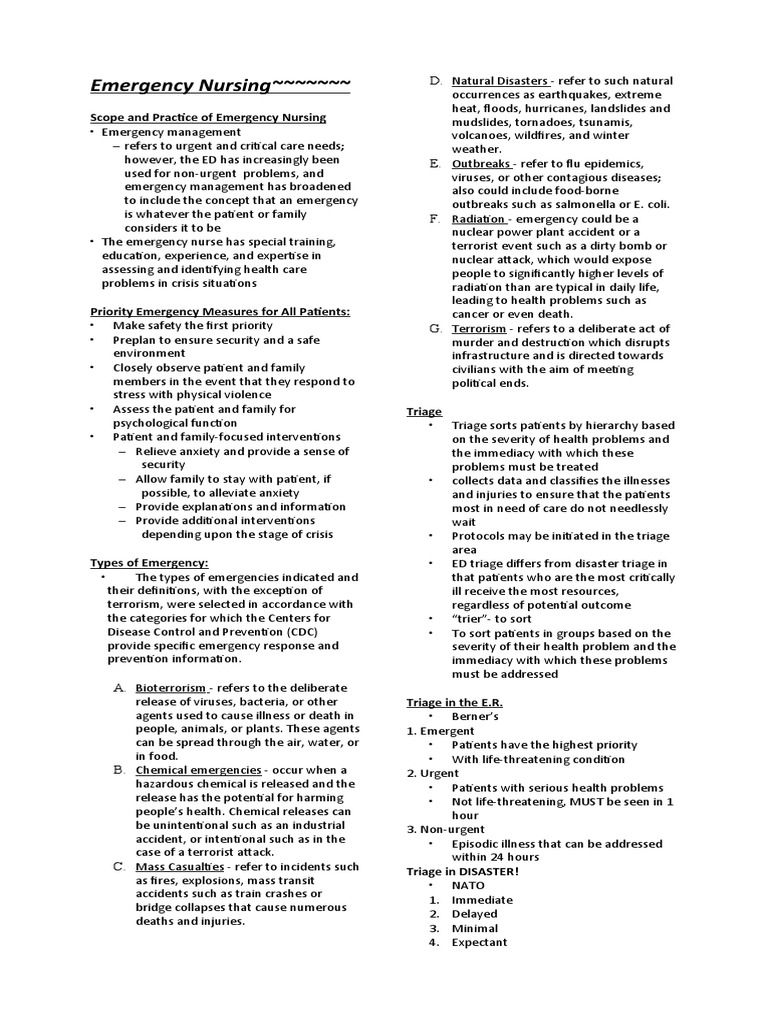 Scope and Practice of Emergency Nursing | PDF | Major Trauma | Shock ...