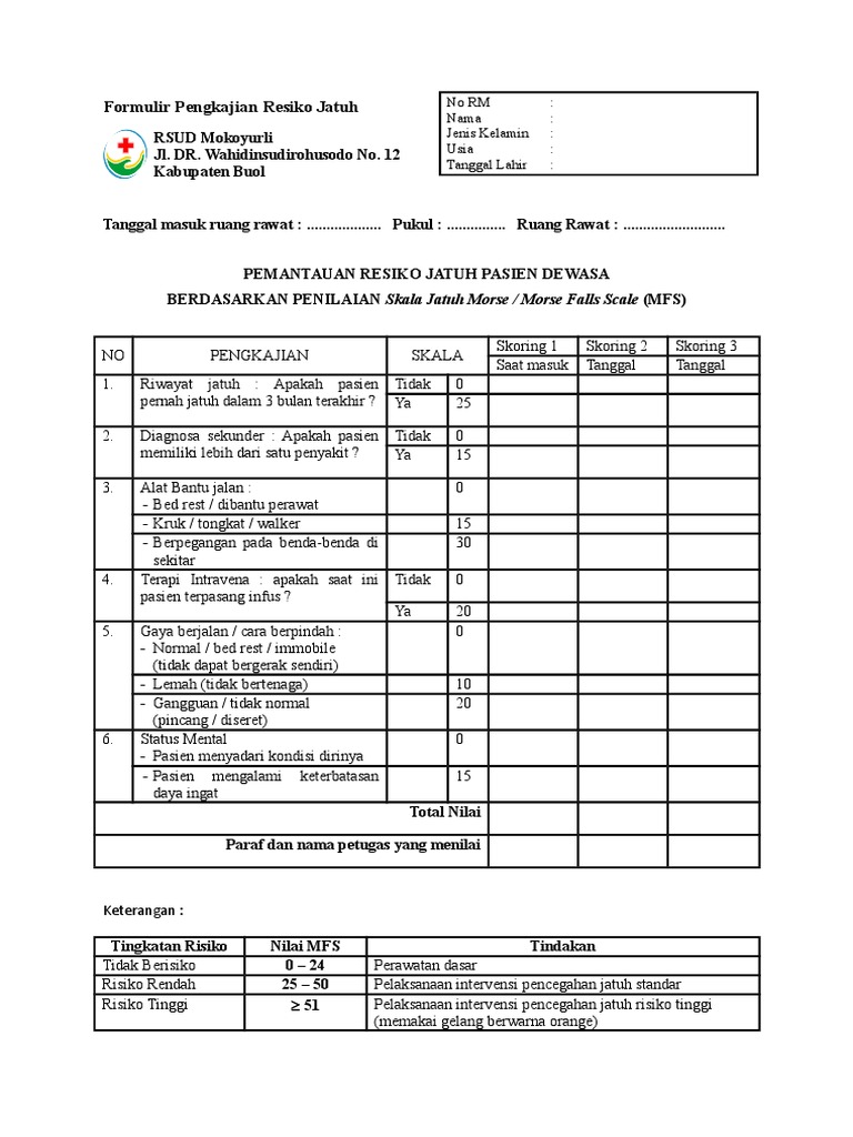 Contoh Form Monitoring dan Evaluasi hasil Pengurangan Resiko Jatuh.doc