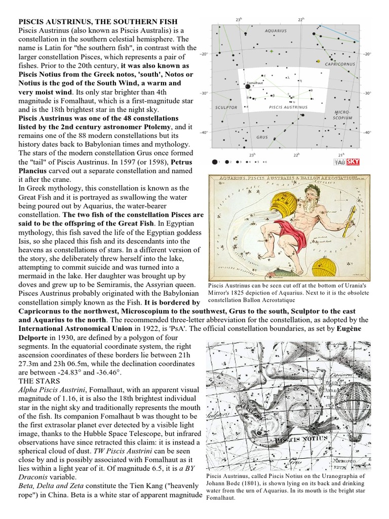 Piscis Austrinus The Southern Fish Piscis Notius Viento Del Sur | PDF ...