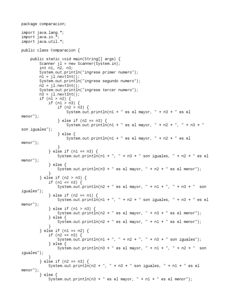 Comparación de 2 Números JAVA Netbeans | PDF