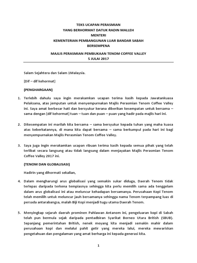 Teks Ucapan Perasmian | PDF