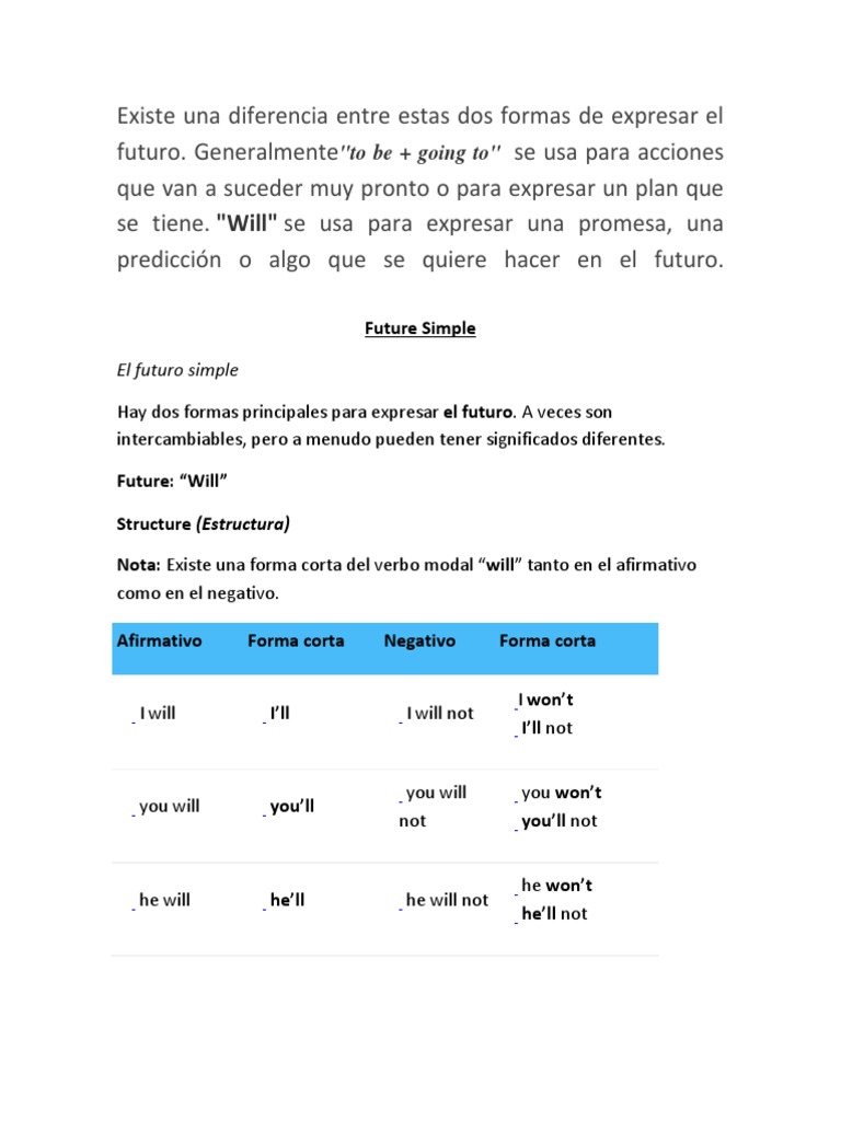 Estructura de Will y Going To