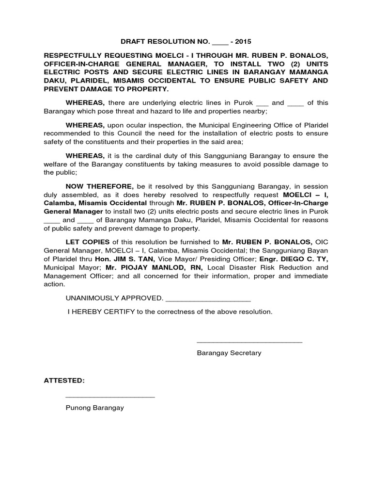 Request For Electric Posts | PDF