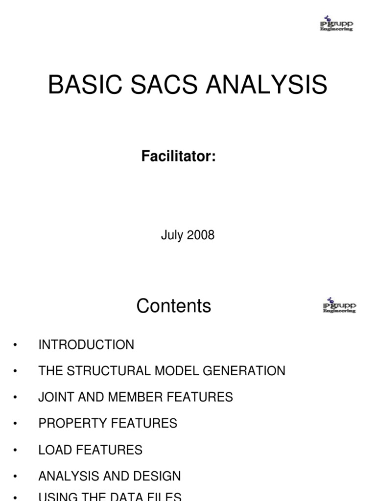 Sacs Training Presentation | PDF | Structural Analysis | Structural Load