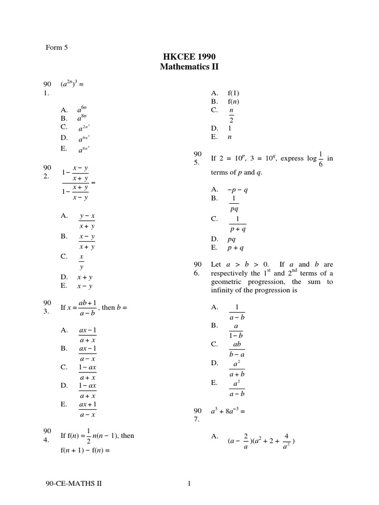 1990 Mathematics Paper2 | PDF | Trigonometric Functions | Volume