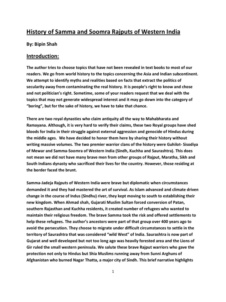 History of Samma and Soomra Rajputs of W | PDF | Sindh | Religion And ...