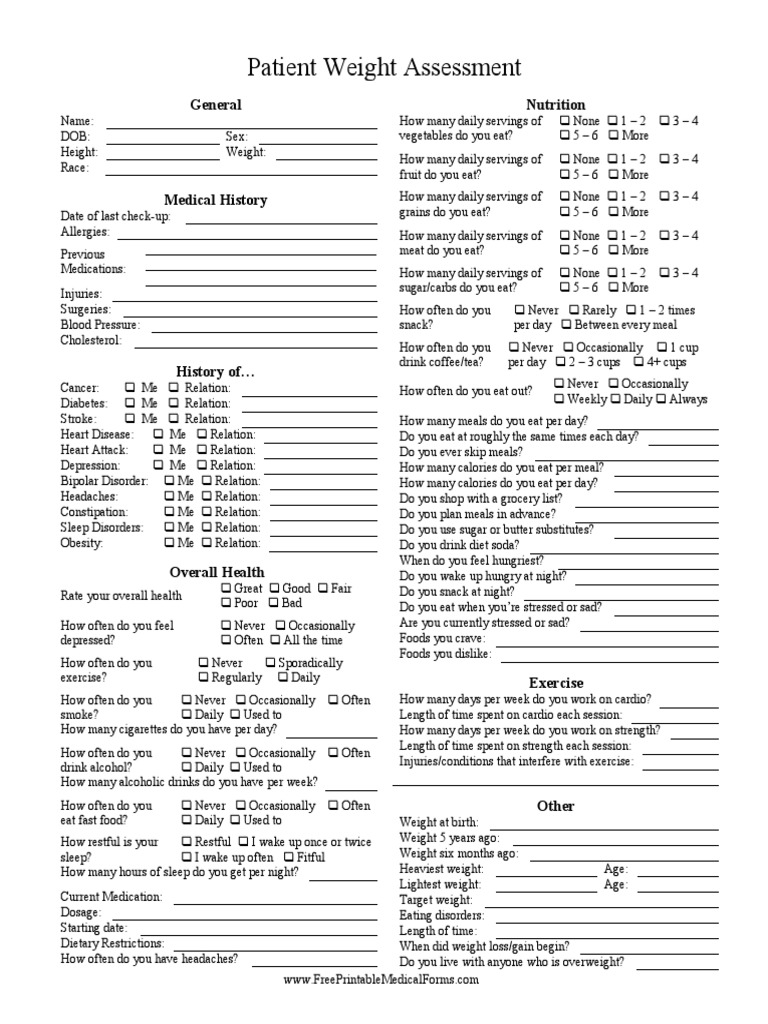 Patient Weight Assessment: General Nutrition | Download Free PDF ...