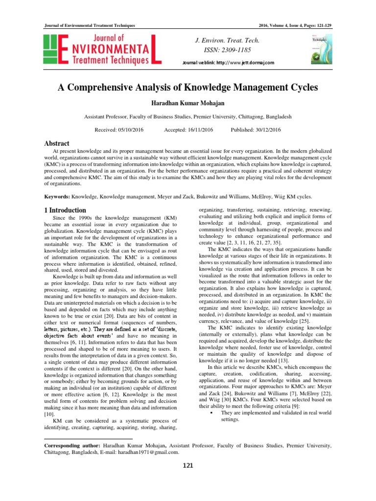 A Comprehensive Analysis of Knowledge Management Cycles | PDF ...