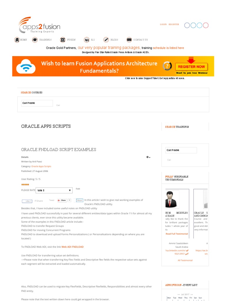 Oracle FNDLOAD Script Examples | Download Free PDF | Menu | Oracle Corporation