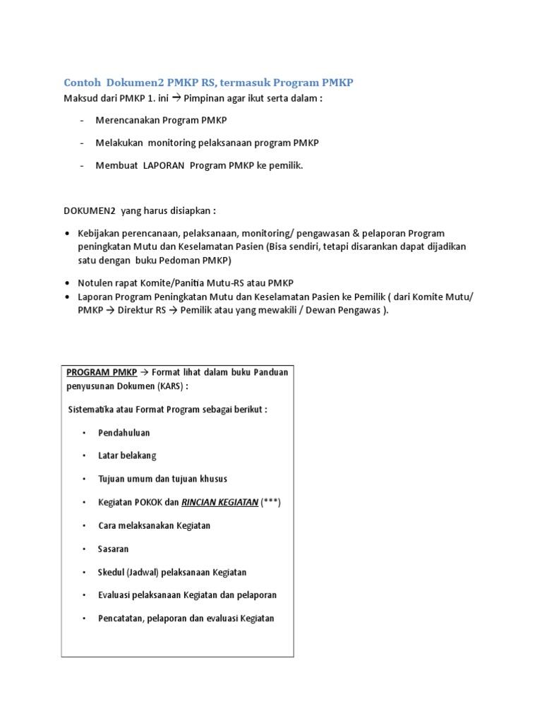 Contoh Dokumen PMKP-RS | PDF