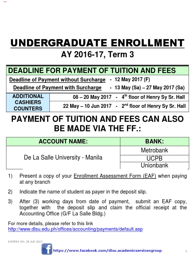 DLSU Enrollment Procedure | Download Free PDF | Fee | Payments
