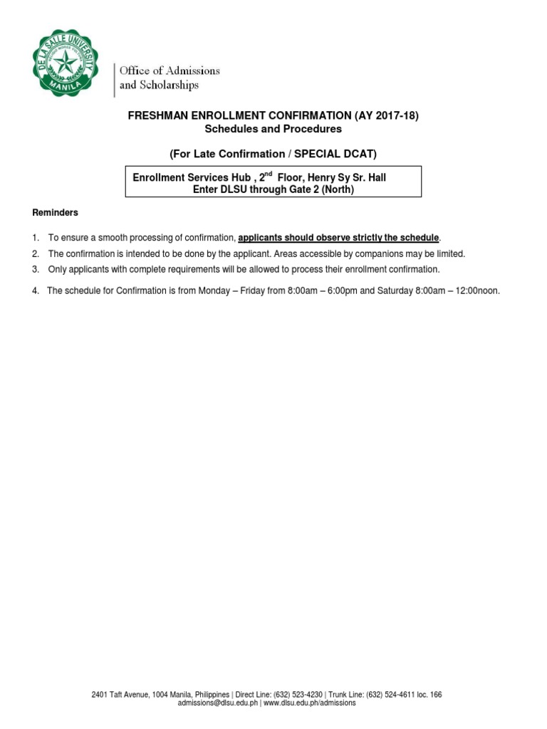 DLSU Admission Confirmation Guide Materials | PDF | Travel Visa | Passport