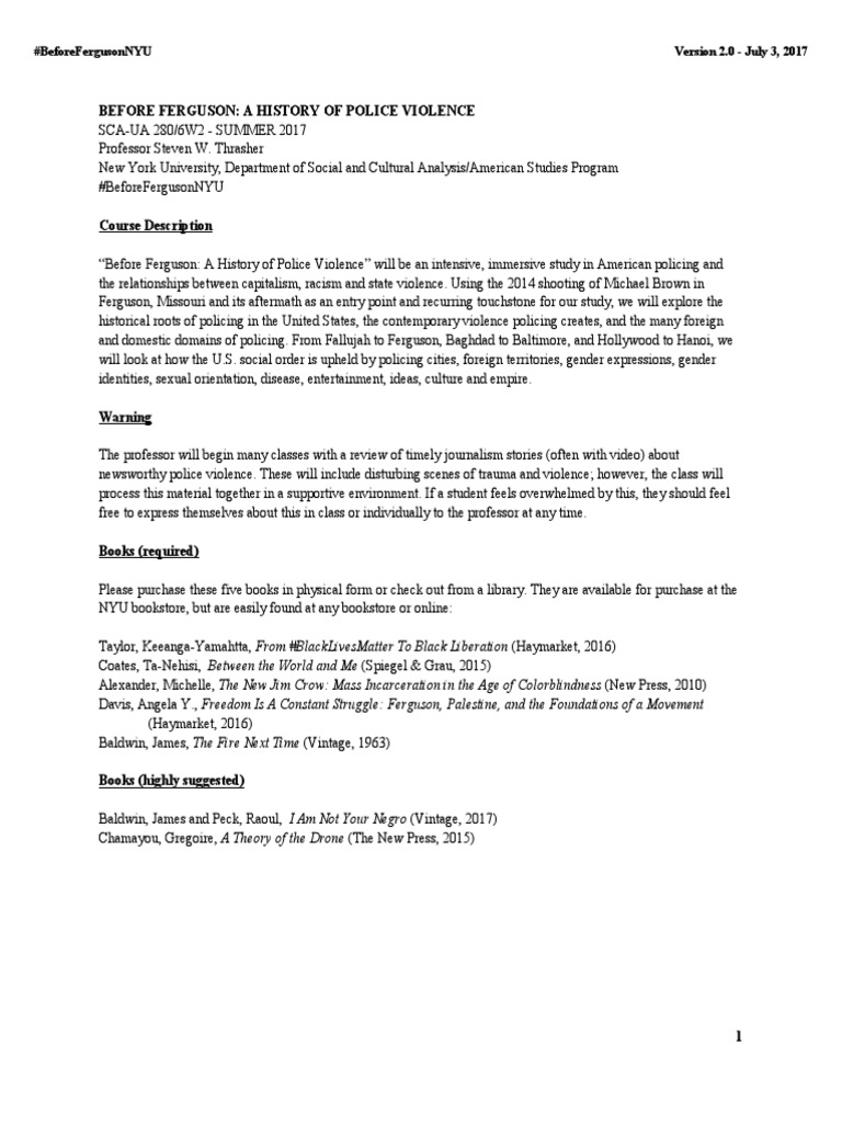#BeforeFergusonNYU: A History of Police Violence | PDF | Books | Black ...