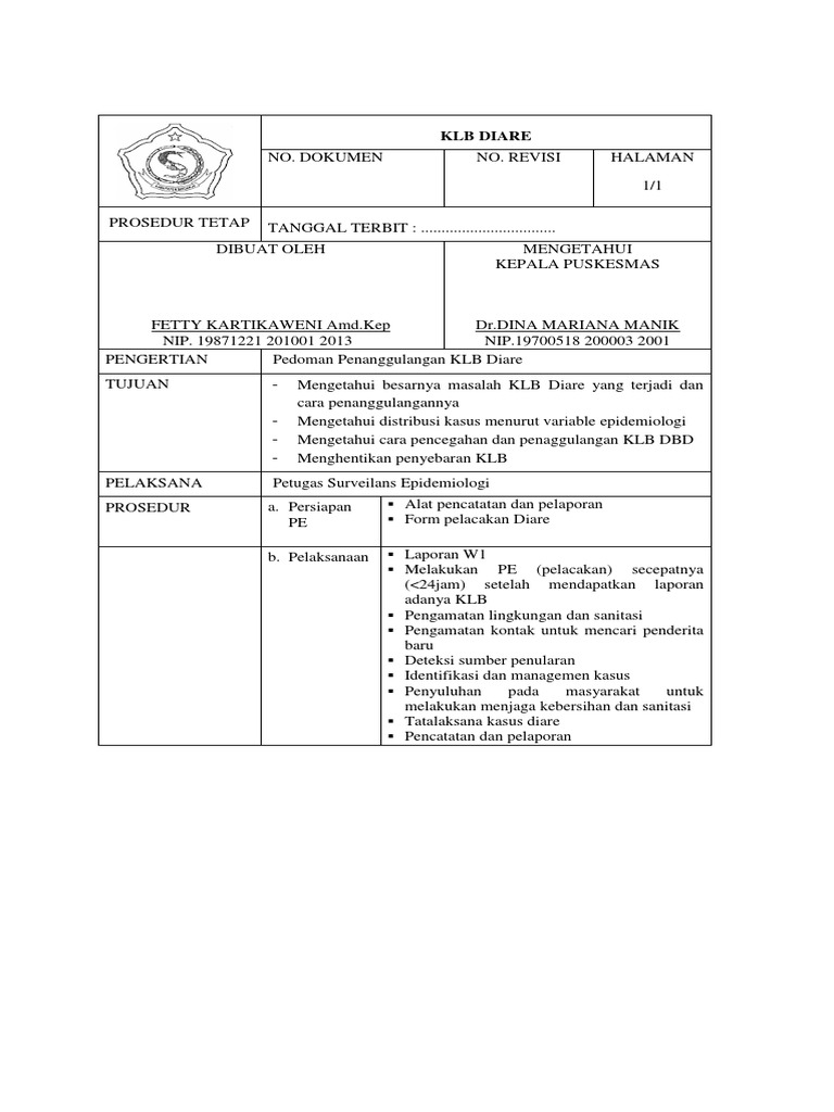 Sop KLB Diare | PDF | Pengembangan Diri
