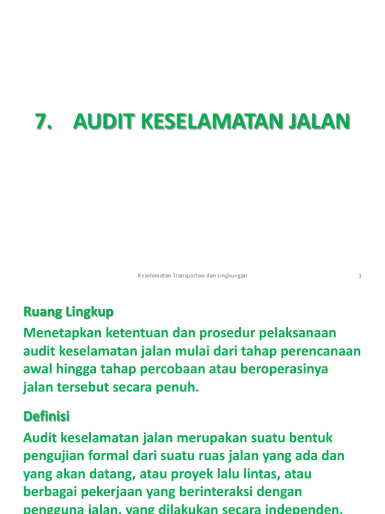 Bab 7 Audit Keselamatan Jalan | PDF