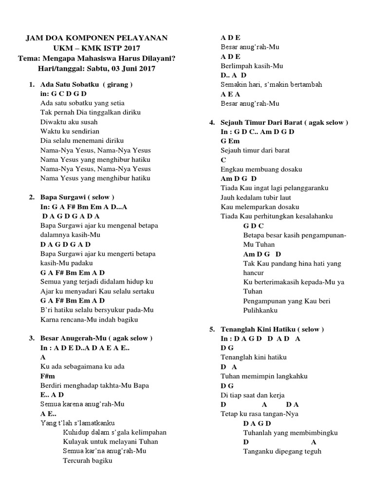 Lagu Jam Doa Chord | PDF