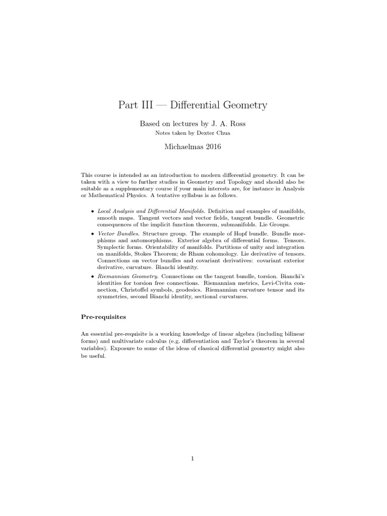 Differential Geometry | PDF | Differentiable Manifold | Differential Geometry