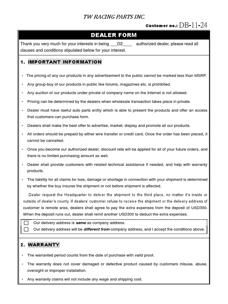 Dealer Application Form (En) | Download Free PDF | Credit Card ...