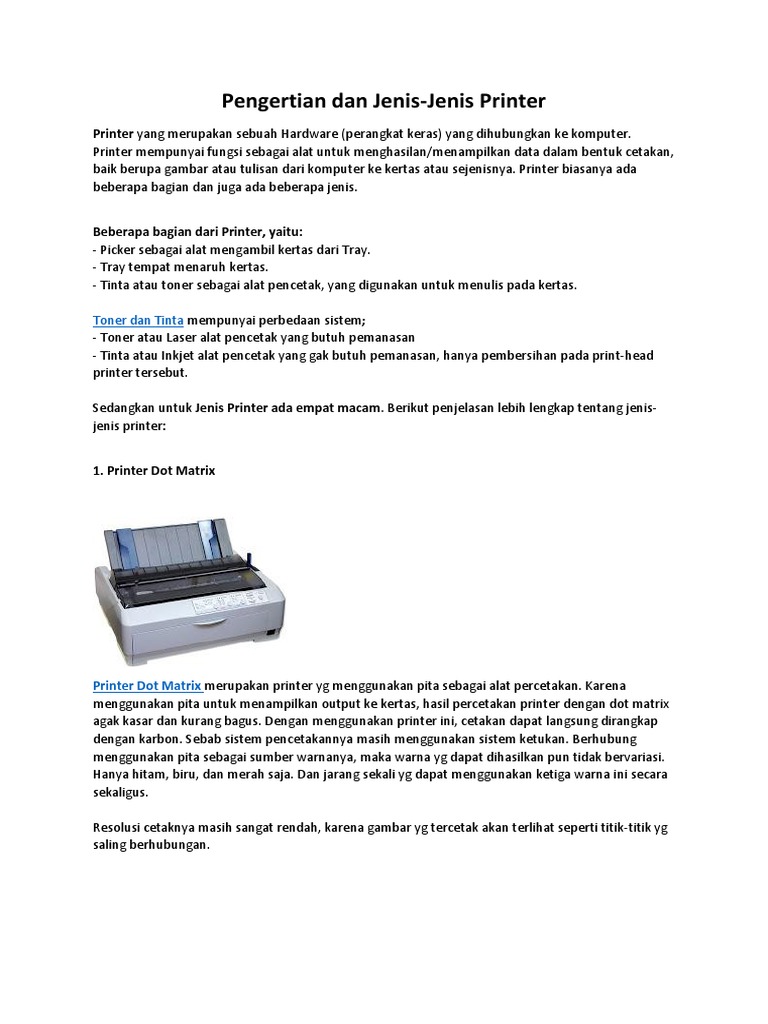 Pengertian Dan Jenis-Jenis Printer - Blog DimensiData | PDF | Bisnis | Teknologi & Rekayasa
