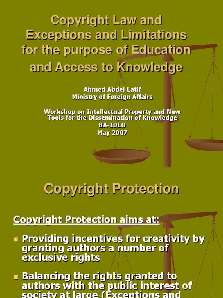 Exceptions and Limitations For The Purpose of Education and Access To ...