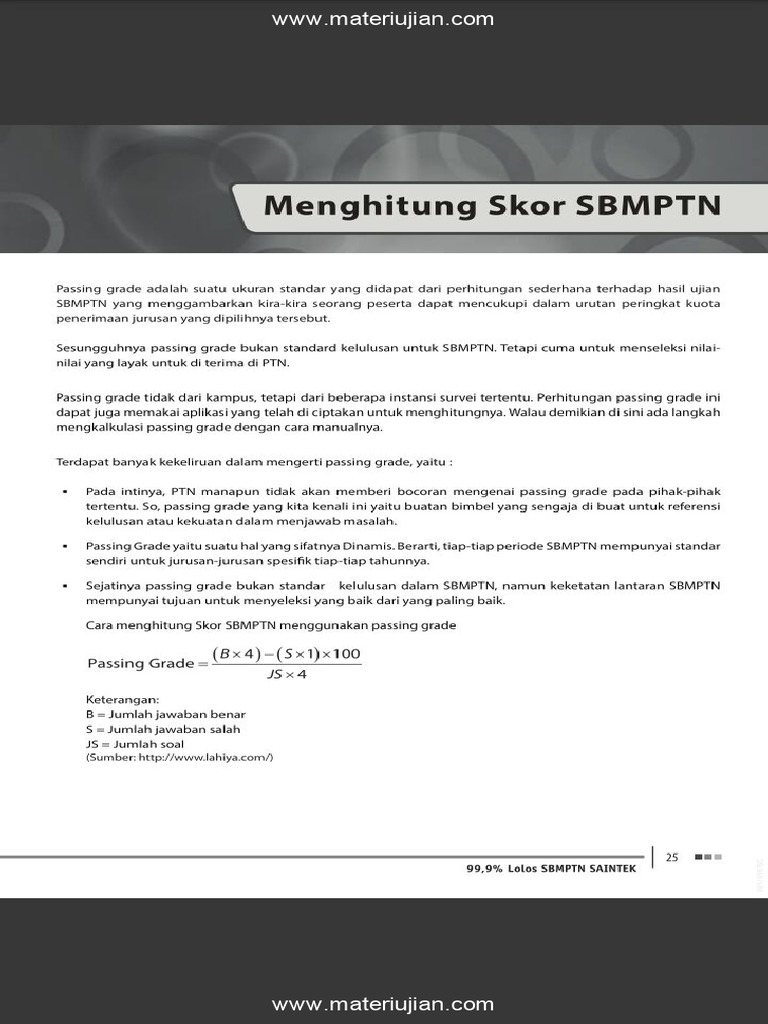 Cara Menghitung Skor SBMPTN | PDF