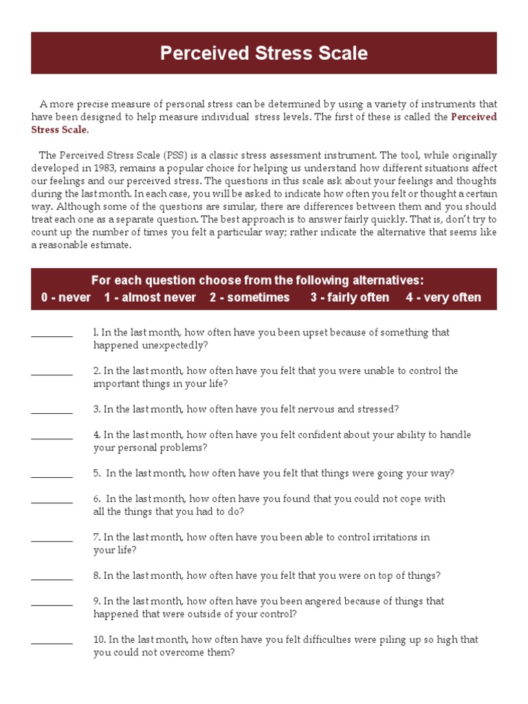 Percieved Stress Scale Ipah PDF | PDF | Mental Health | Cognition
