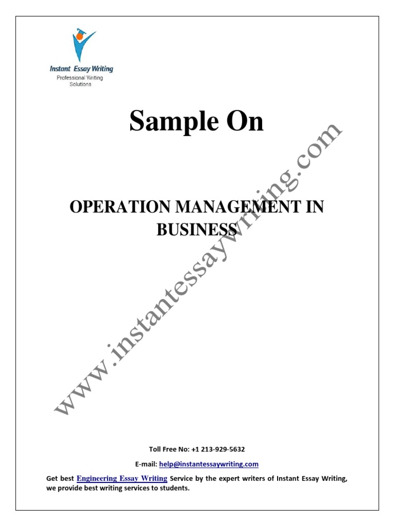 Sample On Operation Management in Business by Instant Essay Writing ...