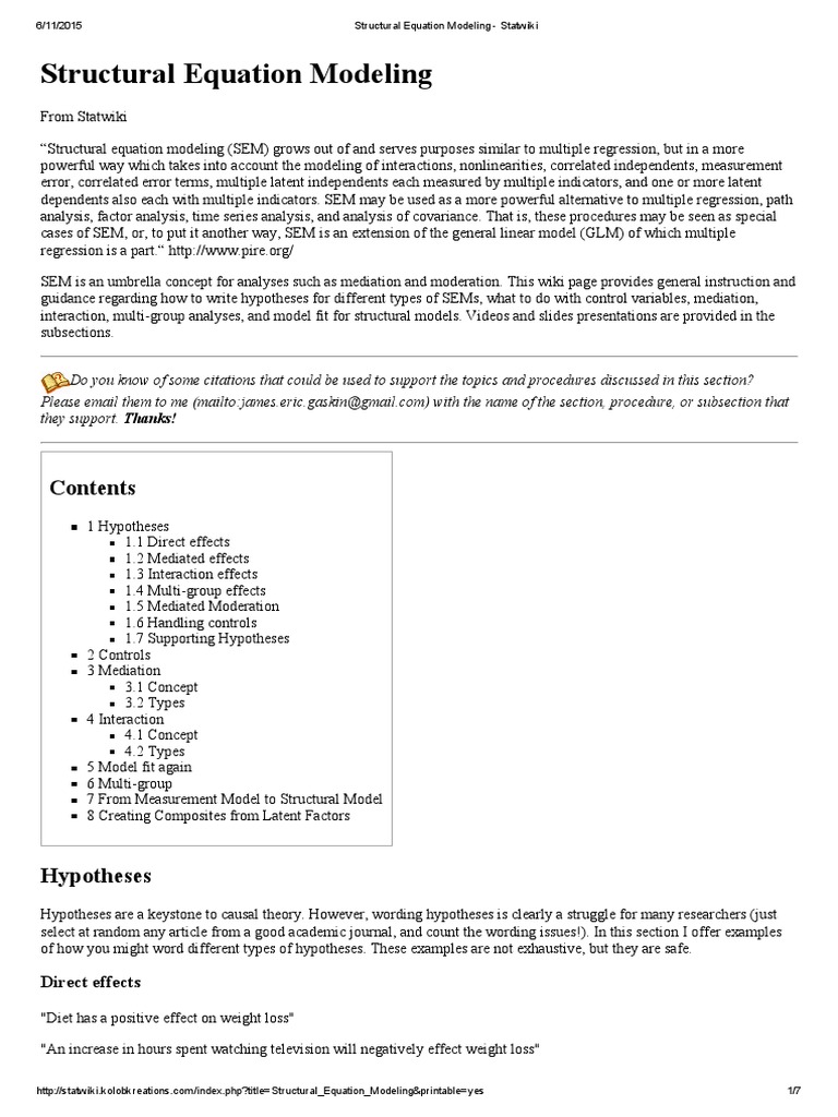 Structural Equation Modeling - Statwiki | PDF | Structural Equation ...