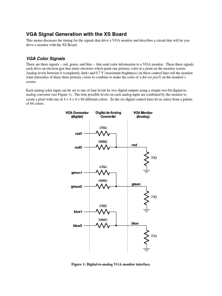 VGA Signal Generation With The XS Board | PDF | Video | Random Access ...