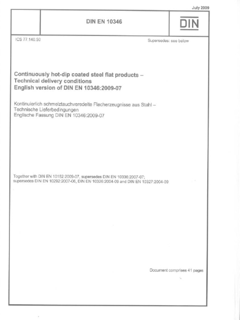 Din en 10346 - 2009 | PDF