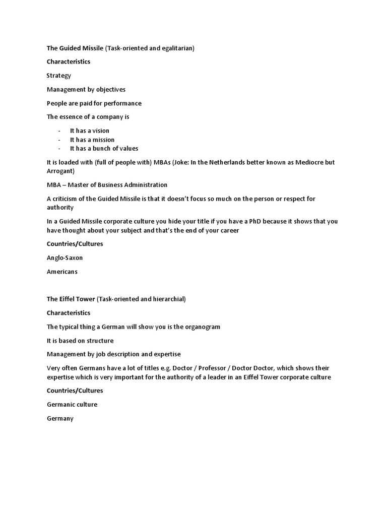 DR Fons Trompenaars Corporate Culture Model | PDF