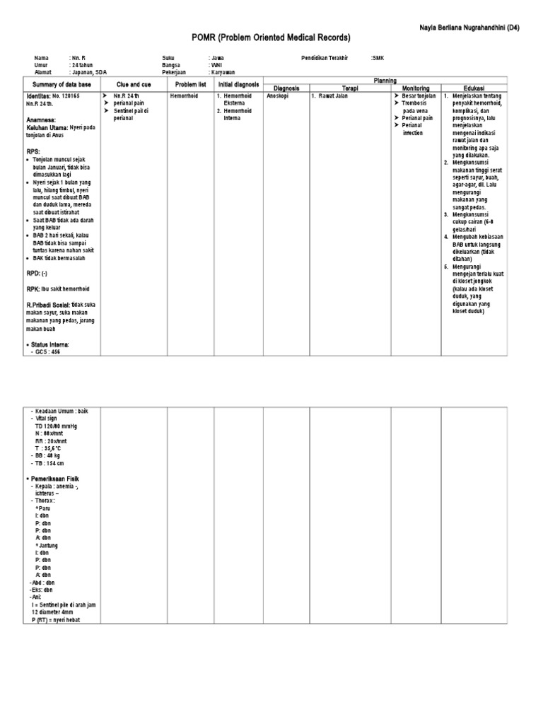 POMR Bedah Hemorrhoid | PDF