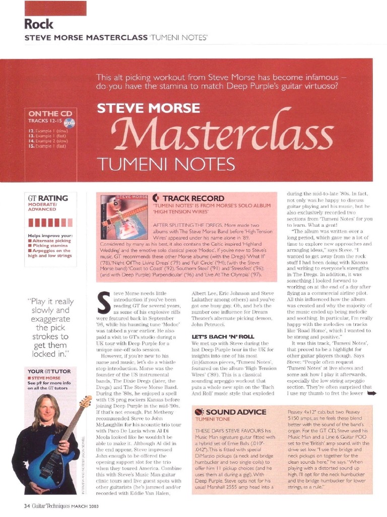 (GUITAR) Steve Morse Masterclass - Tumeni Notes | PDF