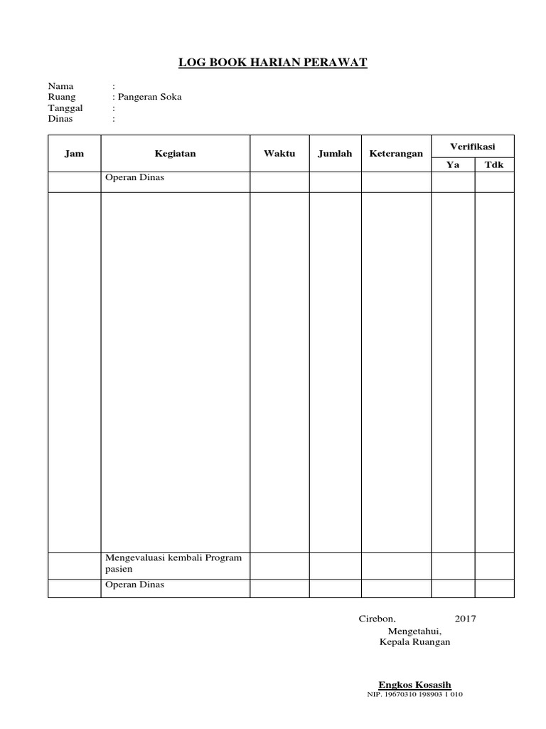 Format Log Book Harian Perawat | PDF