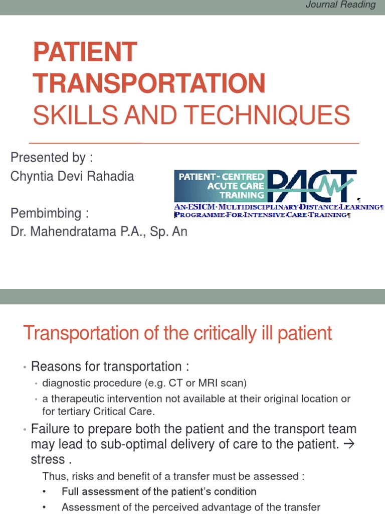 Critical Care Patient Transportation Guide | PDF | Intensive Care ...