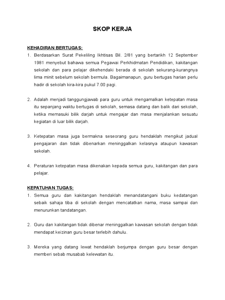 Skop Kerja | PDF