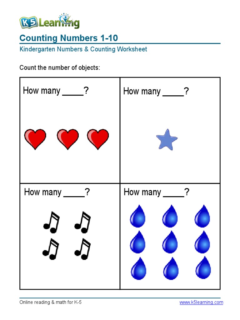Kindergarten Counting To Ten 1 | PDF