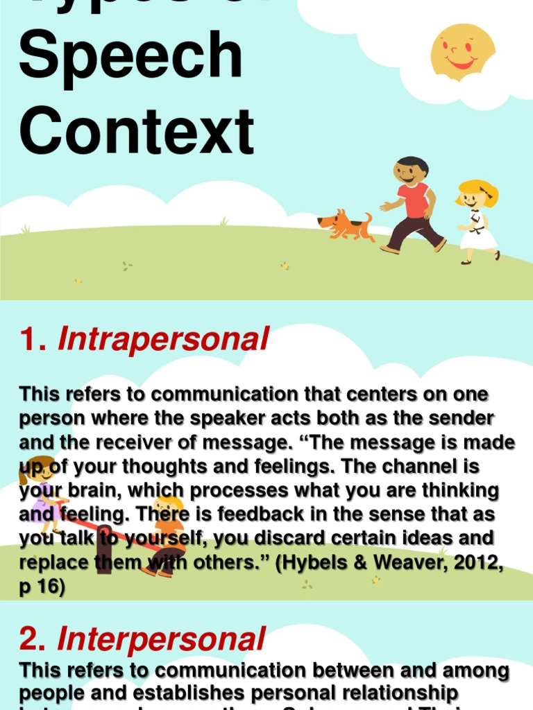 Types of Speech Context | PDF | Interpersonal Communication | Communication