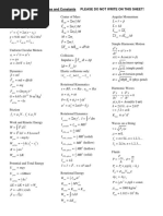 Physics 211 Formula Sheet | PDF | Rotation | Mechanics